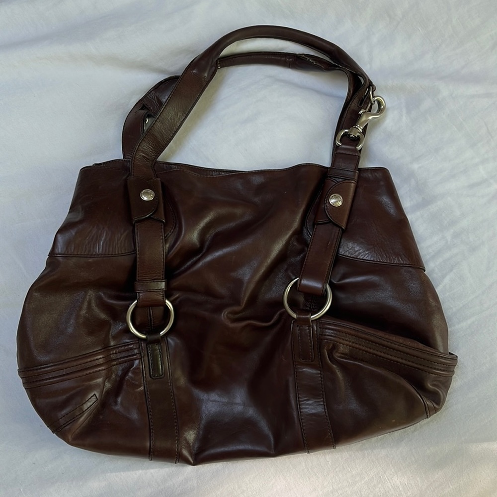 Dkny Early 2000’s Brown Leather Shoulder Bag - Gem